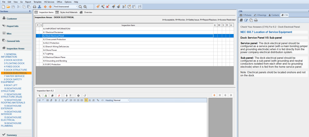 HomeGauge Boat Dock – InterNACHI Inspection Narrative Library