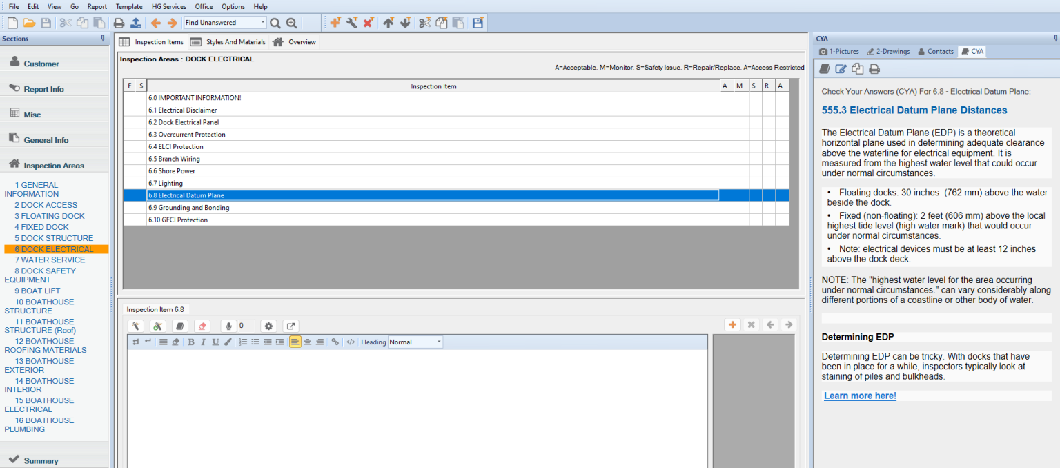 HomeGauge Boat Dock – InterNACHI Inspection Narrative Library
