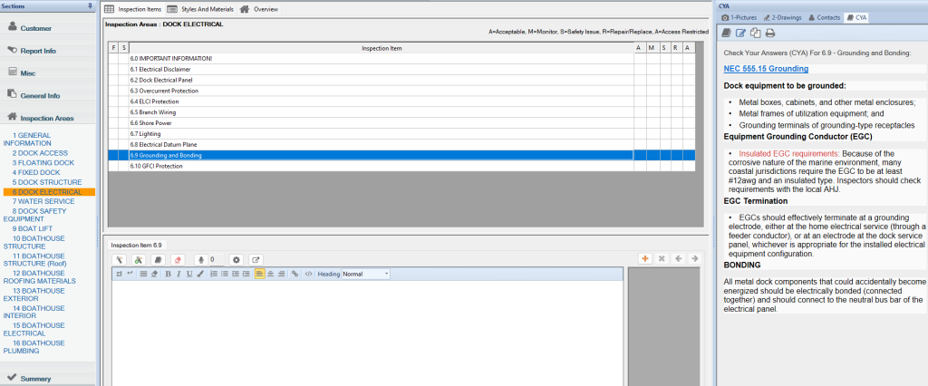 HomeGauge Boat Dock Global List – InterNACHI Inspection Narrative Library
