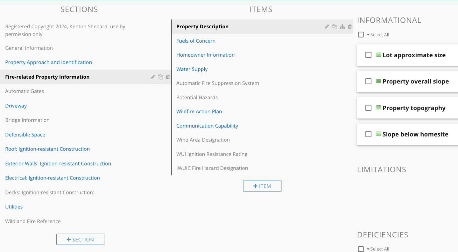Wildfire Survey Template Screenshot – InterNACHI Inspection Narrative ...